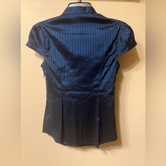 Express | Tops | Express Pleated Blouse Blue Striped Xs Nwt | Poshmark